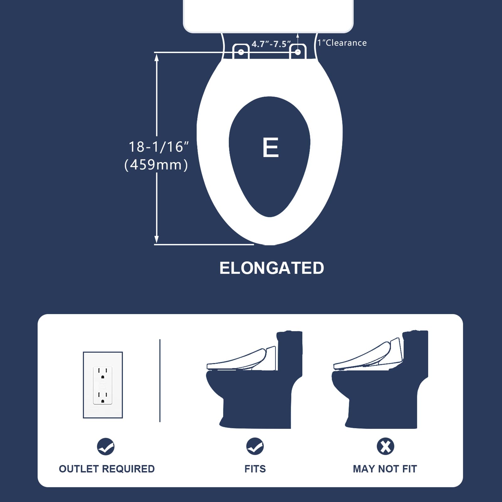 ZMJH Elongated Bidet Toilet Seat, Electric Smart Heated Seat with Slow Closes, Warm Water, Vortex Wash, Warm Dryer, Rear and Front Wash, Remote Control, White, 210S