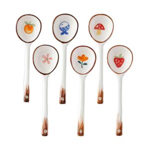 fyueropa ceramic soup spoons set asian spoons chinese japanese tablespoon for ramen pho wonton dumplings miso - set of 6