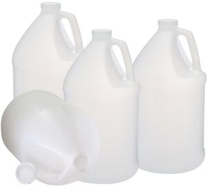 rani containers | 1 gallon hdpe plastic jug with reshipper box & child-resistant caps | home & commercial use, containers for water, sauces, food, soaps, detergents, liquids | made in usa - pack of 4