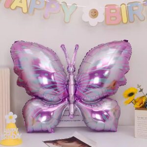 SAMOKA Butterfly Balloons,4 PCS 40 Inch Purple Butterfly Balloons,Butterfly Foil Balloons,Butterfly Birthday Decorations,Butterfly Party Decorations,Butterfly Theme Baby Shower Birthday Party Supplies