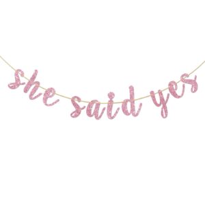 dalaber she said yes banner,engagement wedding bridal shower party decorations,pink glitter bachelorette party supplies