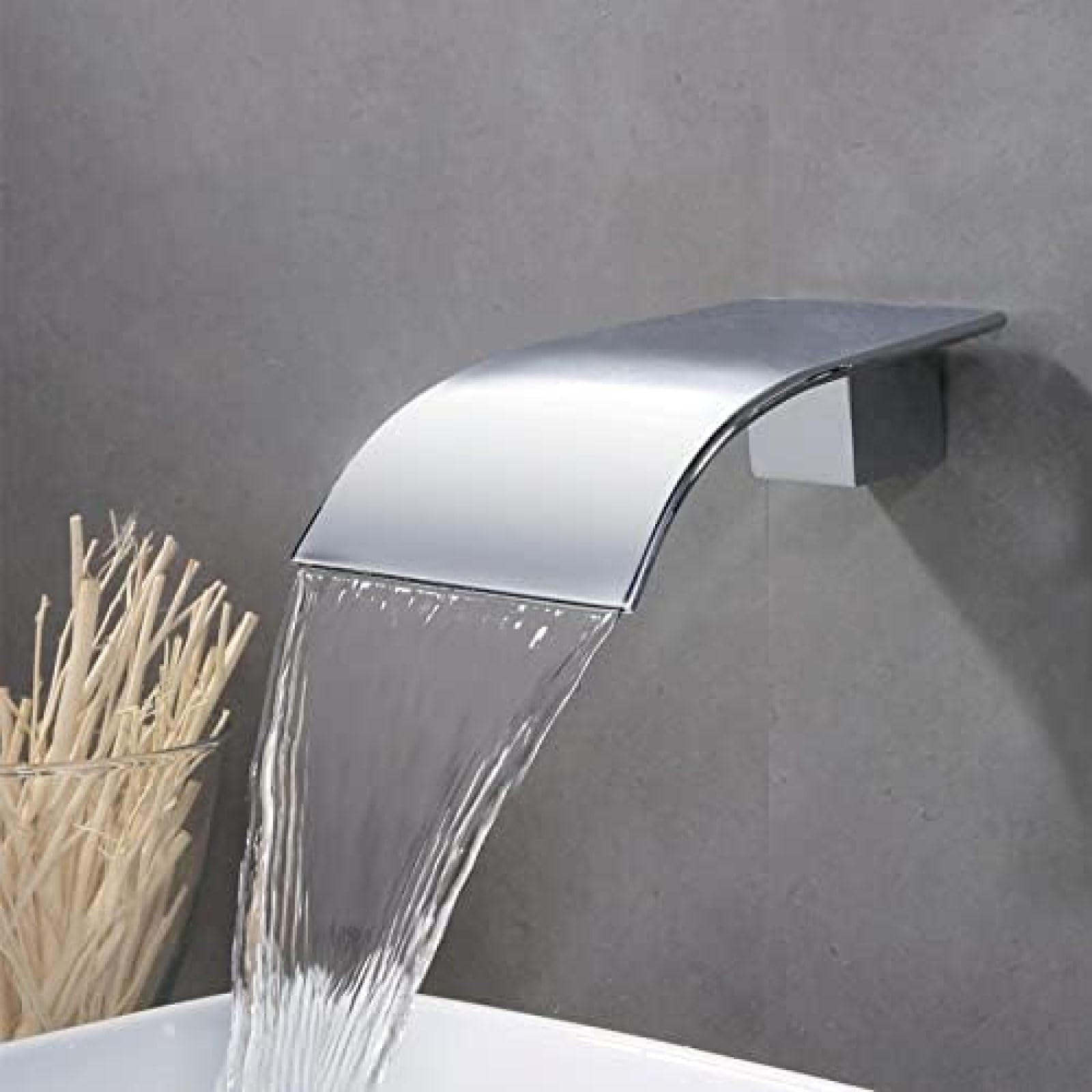 Modern Wall Mounted Waterfall Bath Filler Spout Chrome Bathtub Faucet Shower System Set Tub Spout-A,A