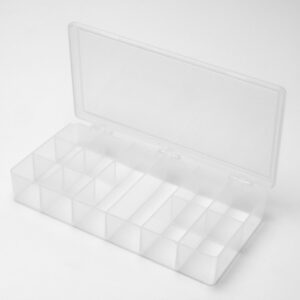 Transparent Organizer Box 12-Compartments for Beads, Craft Supplies, Jewelry, and more, made in USA of durable plastic