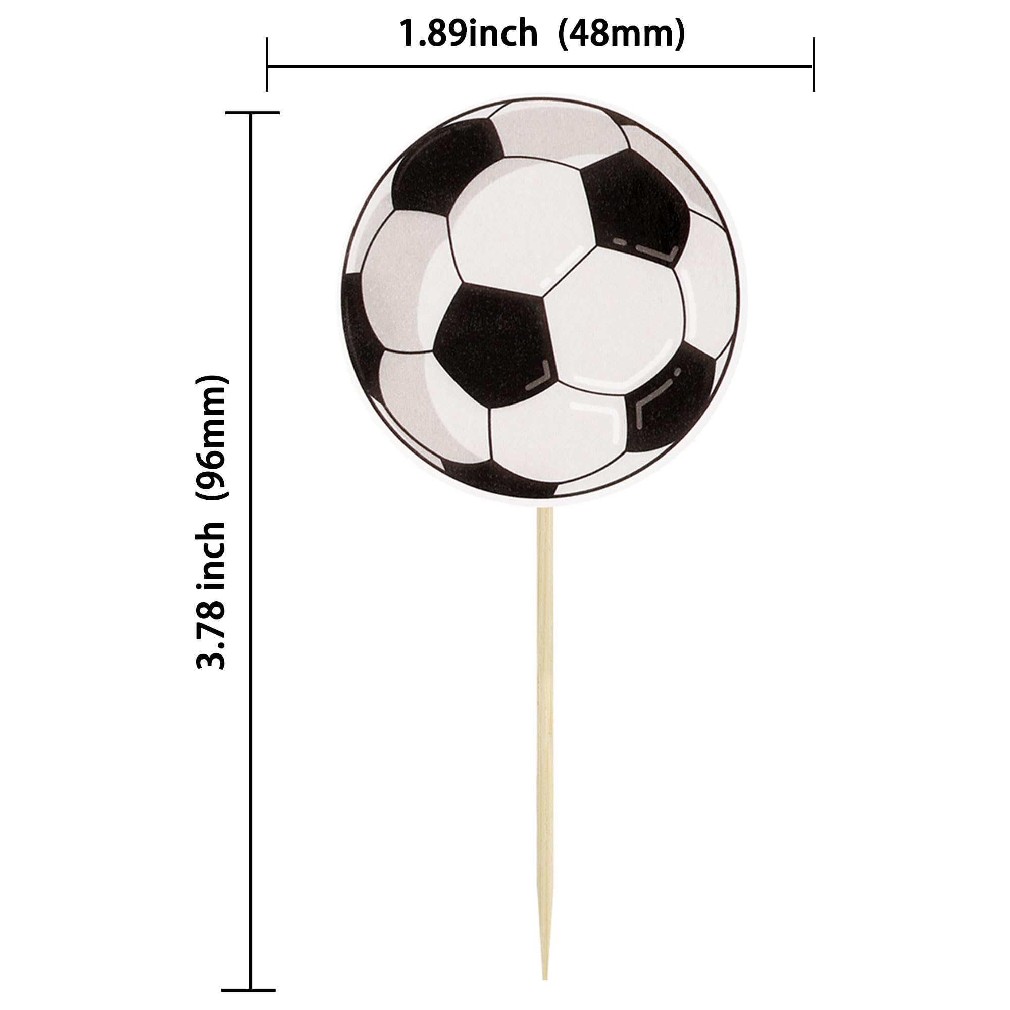 36Pcs Soccer Ball Cupcake Toppers Sports Theme Football Cupcake Food Toothpicks Baby Shower Cake Decorations for Sport Balls Theme Soccer Ball Kids Birthday Party Decorations