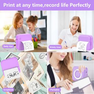 PRINHSJI Mini Printer with 11 Rolls Sticker Paper, Portable Sticker Printer Efficiently and Quickly, Mini Thermal Printer for Study Notes, Pictures,Photos, DIY, Children's Gift and Travel Label