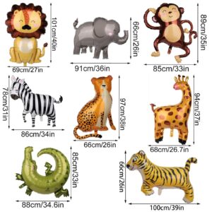 SAMOKA Large Jungle Safari Animal Balloons,8 PCS 34-40 Inch Animal Theme Party Balloons,Baby Shower Jungle Party Supplies