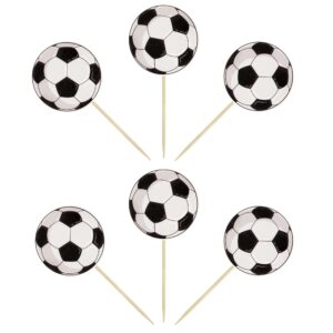 36Pcs Soccer Ball Cupcake Toppers Sports Theme Football Cupcake Food Toothpicks Baby Shower Cake Decorations for Sport Balls Theme Soccer Ball Kids Birthday Party Decorations