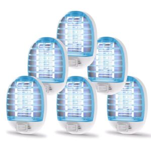 bug zapper indoor, electronic fly trap insect killer, mosquitoes killer mosquito zapper with blue lights for living room, home, kitchen, bedroom, baby room, office(6 packs)