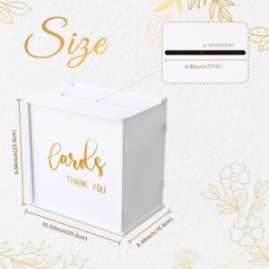 CYAOOI White Wedding Card Box with Slot, PVC Gift Card Box Holder for Wedding Reception, Gold Print Money Envelope Card Box for Party Graduation Birthday Baby Shower Decorations