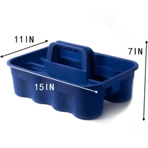 Matthew Large Plastic Tote Tool & Deluxe Supply Cleaning Caddy with Handle Portable Shower Basket Storage Caddy for Cleaning Products Organizer,Take-Out Coffee/Soft Drink,Bath Multi Use - Blue