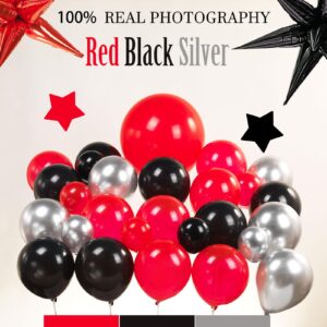 yeewaka black and red silver balloon garland arch kit 150pcs with Starburst Balloons for wedding Casino movie night theme birthday graduations prom 2024 new year eve Party decorations