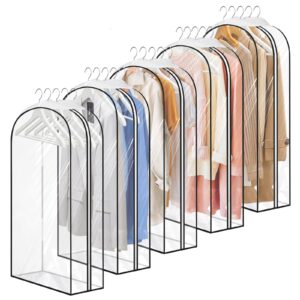 snowlycny 43" clear garment bags hanging clothes bag cover for closet storage travel 10''garment cover for suits, clothes, shirts, coats, dress - 43"x 24" x 10"/ 5 pack