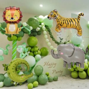 SAMOKA Large Jungle Safari Animal Balloons,8 PCS 34-40 Inch Animal Theme Party Balloons,Baby Shower Jungle Party Supplies