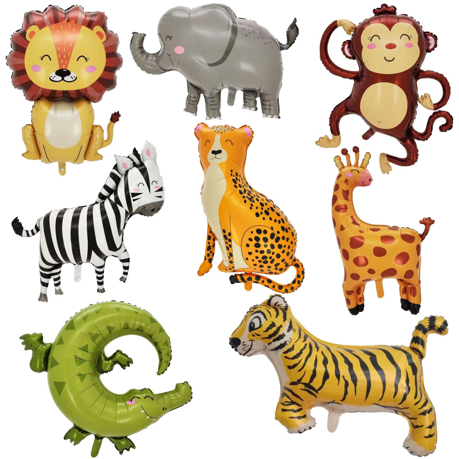 SAMOKA Large Jungle Safari Animal Balloons,8 PCS 34-40 Inch Animal Theme Party Balloons,Baby Shower Jungle Party Supplies