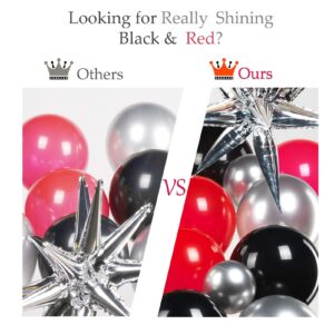 yeewaka black and red silver balloon garland arch kit 150pcs with Starburst Balloons for wedding Casino movie night theme birthday graduations prom 2024 new year eve Party decorations