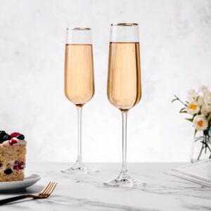 The 7th Beryl CRYSTAL LUXE Champagne Flutes, 24k Gold Champagne Glasses Set of 4, Hand blown Crystal Champagne Flutes Glass,Mimosa glasses, Gifts for Wedding, Anniversary, Women, Men, Birthday