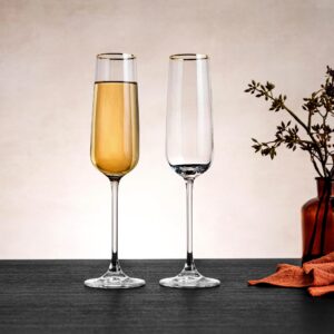 The 7th Beryl CRYSTAL LUXE Champagne Flutes, 24k Gold Champagne Glasses Set of 4, Hand blown Crystal Champagne Flutes Glass,Mimosa glasses, Gifts for Wedding, Anniversary, Women, Men, Birthday