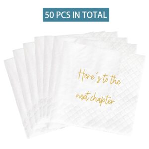 Here's to the Next Chapter Napkins, Good Luck Napkins, Graduation Coworker Leaving Party Decorations Supplies Favor, New Job Congratulation Napkins, Retirement Napkins, 50Pack 2-Ply, 4.5 x 4.5 in