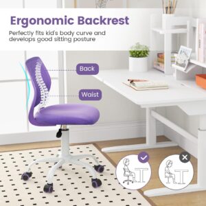 POWERSTONE Home Desk Chair Cute Office Chair Small Adjustable Swivel Task Chair Armless Writing Desk Chair for Small Space Purple