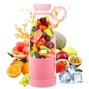 1pc 420ml personal size blender, portable blender, battery operated usb blender, smoothies & shakes (pink)