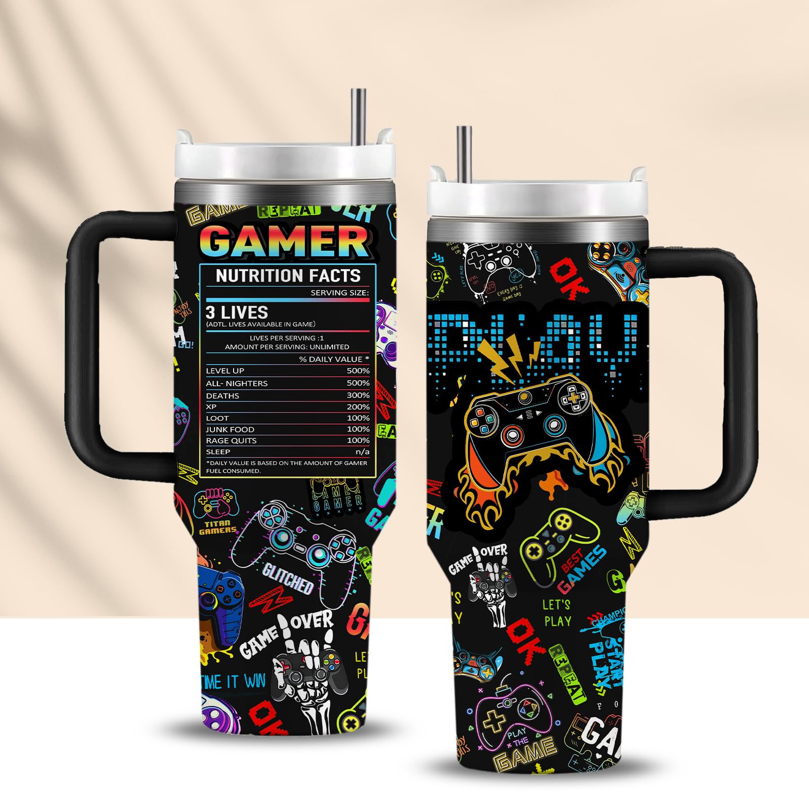 Gaming Gifts for Men Boys, Gamer Gifts for Men, 40oz Gamer Tumbler Cup, Gaming Mugs, Teen Boy Gifts Gaming Stuff, Gaming Gamepad Presents for Son Boyfriend, Birthday Gifts for Men Boys Gaming Cup