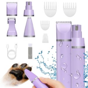 veeconn dog grooming clippers kit-electric rechargeable cat trimmer tools-cordless quiet pet nail paw grinder-4 in 1 multifunctional low noise shaver-razor for feet face ears toenail eye