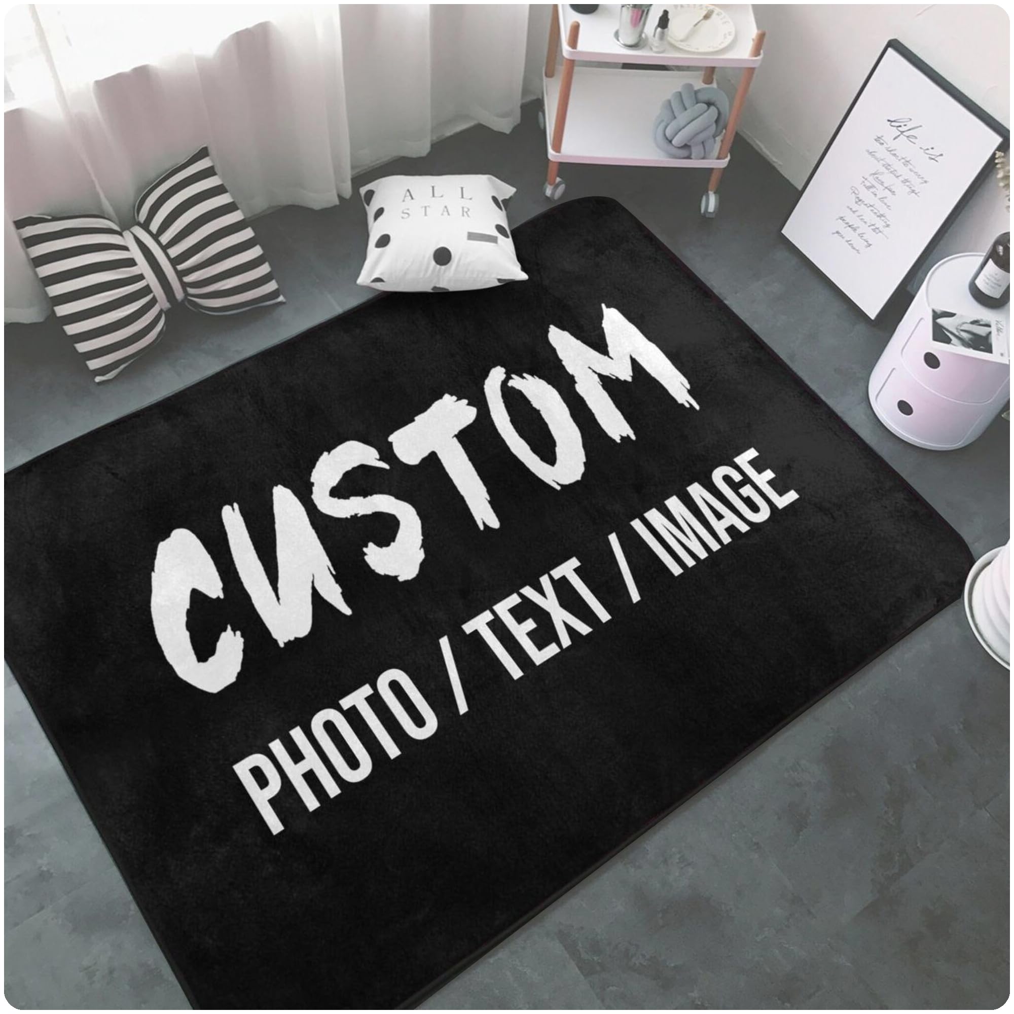 Custom Rug Personalized Area Carpet with Your Logo Image Text Photo, Anti Slip Washable Door Mat Decorative for Bedroom Living Room Office Garden Balcony etc 36 x 24 in