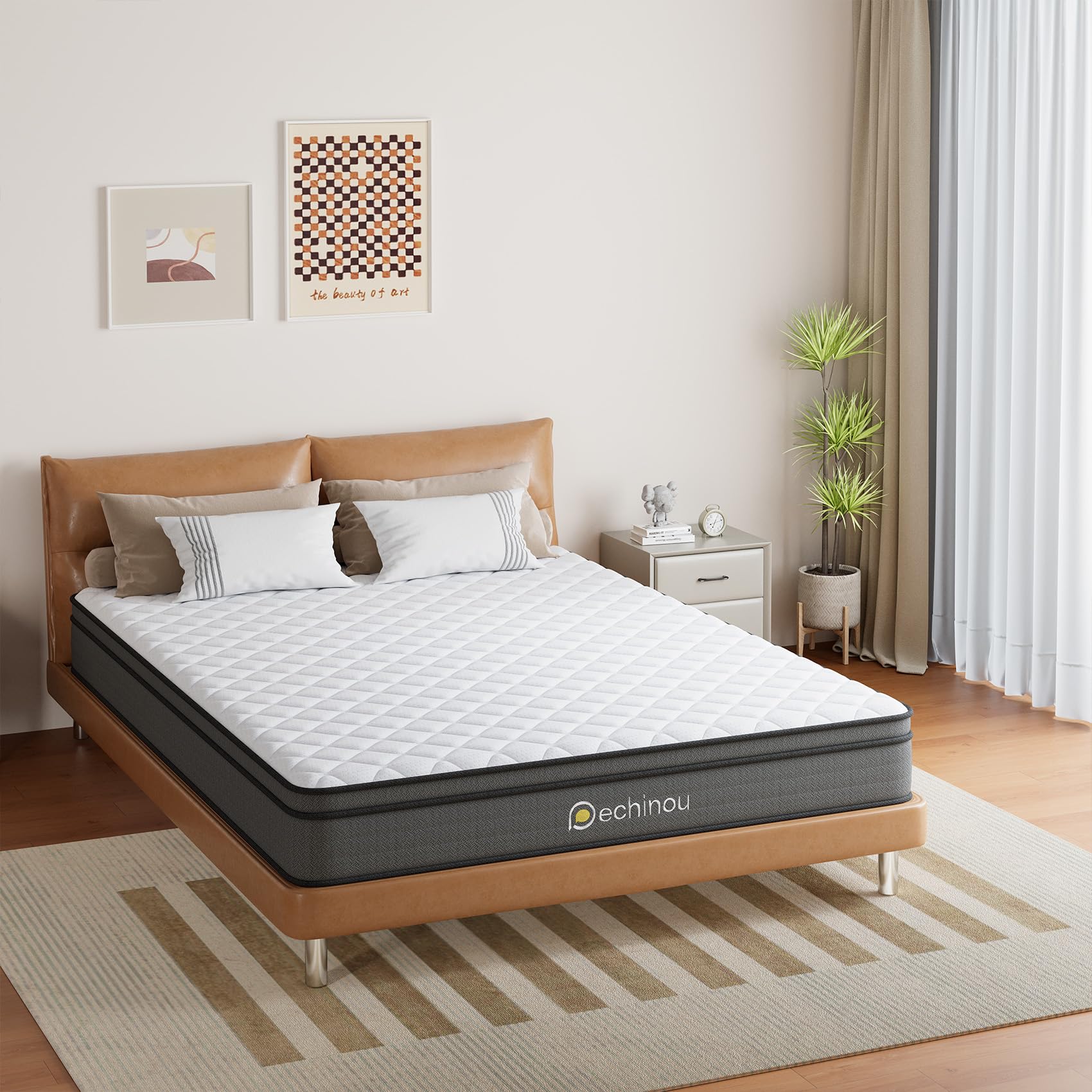 Queen Mattress, 8 Inch Queen Size Mattress in a Box, Memory Foam Hybrid Mattress, with Spring for Motion Isolation & Silent Sleep, Motion Isolation, Pressure Relief, Edge Support, and Medium Firmness