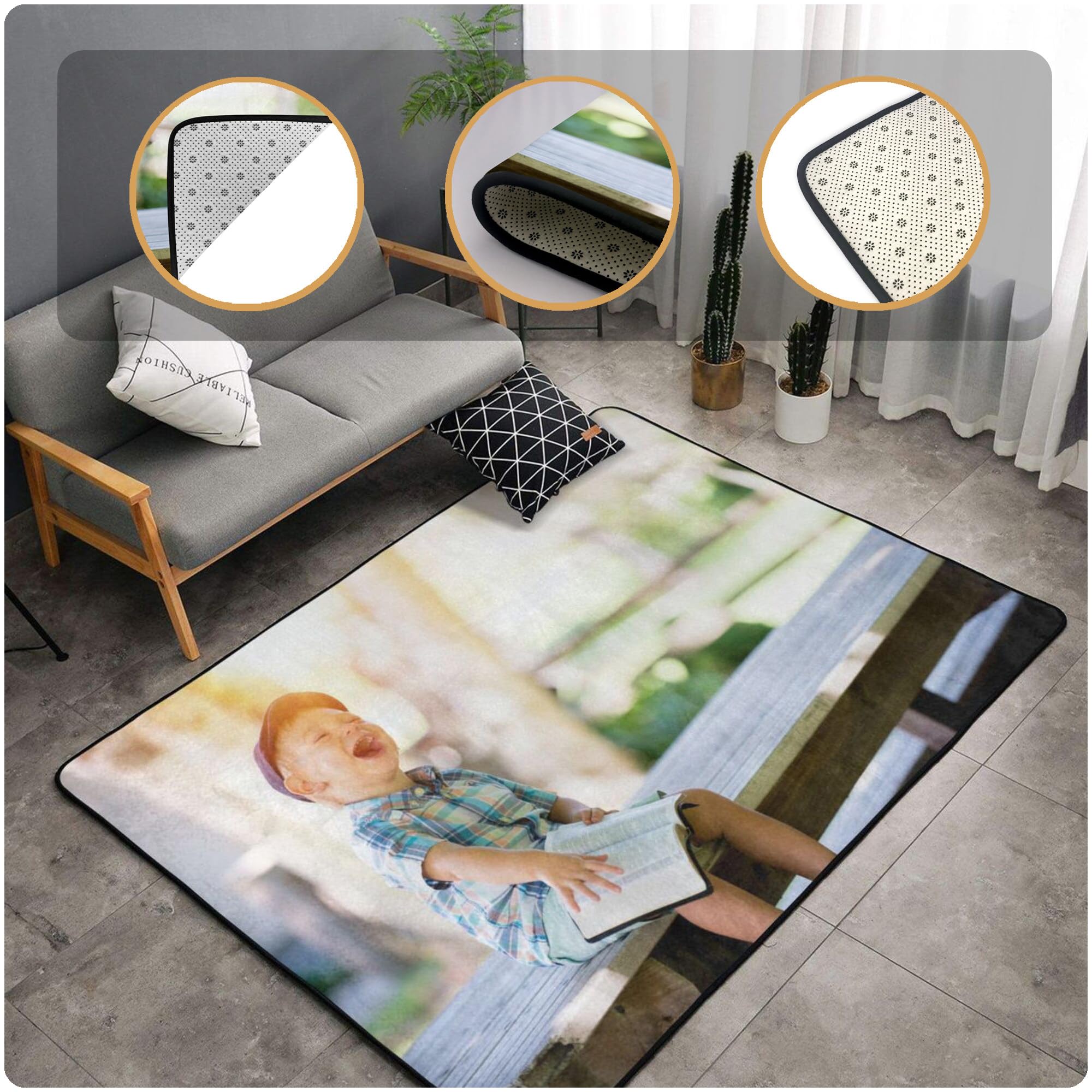 Custom Rug Personalized Area Carpet with Your Logo Image Text Photo, Anti Slip Washable Door Mat Decorative for Bedroom Living Room Office Garden Balcony etc 36 x 24 in