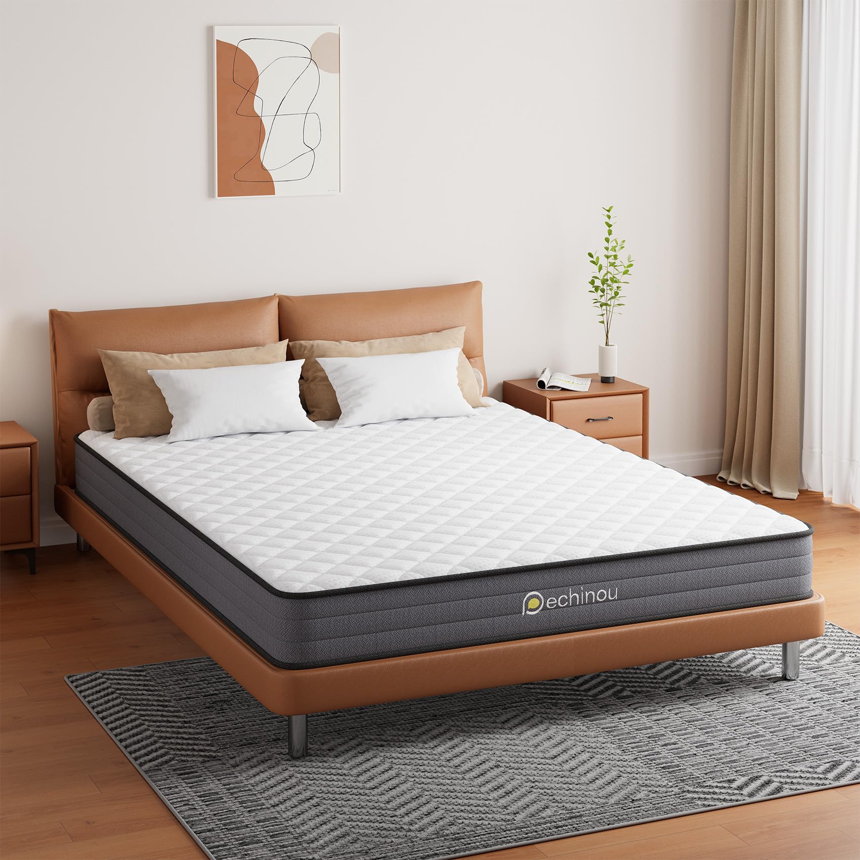 Twin Mattress, 6 Inch Twin Mattress in a Box, Superior Hybrid Mattress with Gel Memory Foam or Back & Lumbar Support, 100 Night Trial, Soft, Pressure Relief, Zoned Support spring, Medium Firm