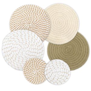 7" trivets for hot dishes hot pots and pans, 4 heat resistant potholders for kitchen with 2 cotton 4.3" coasters, hot plate mats hot pads for countertops table home essentials, farmhouse decor 6 pcs