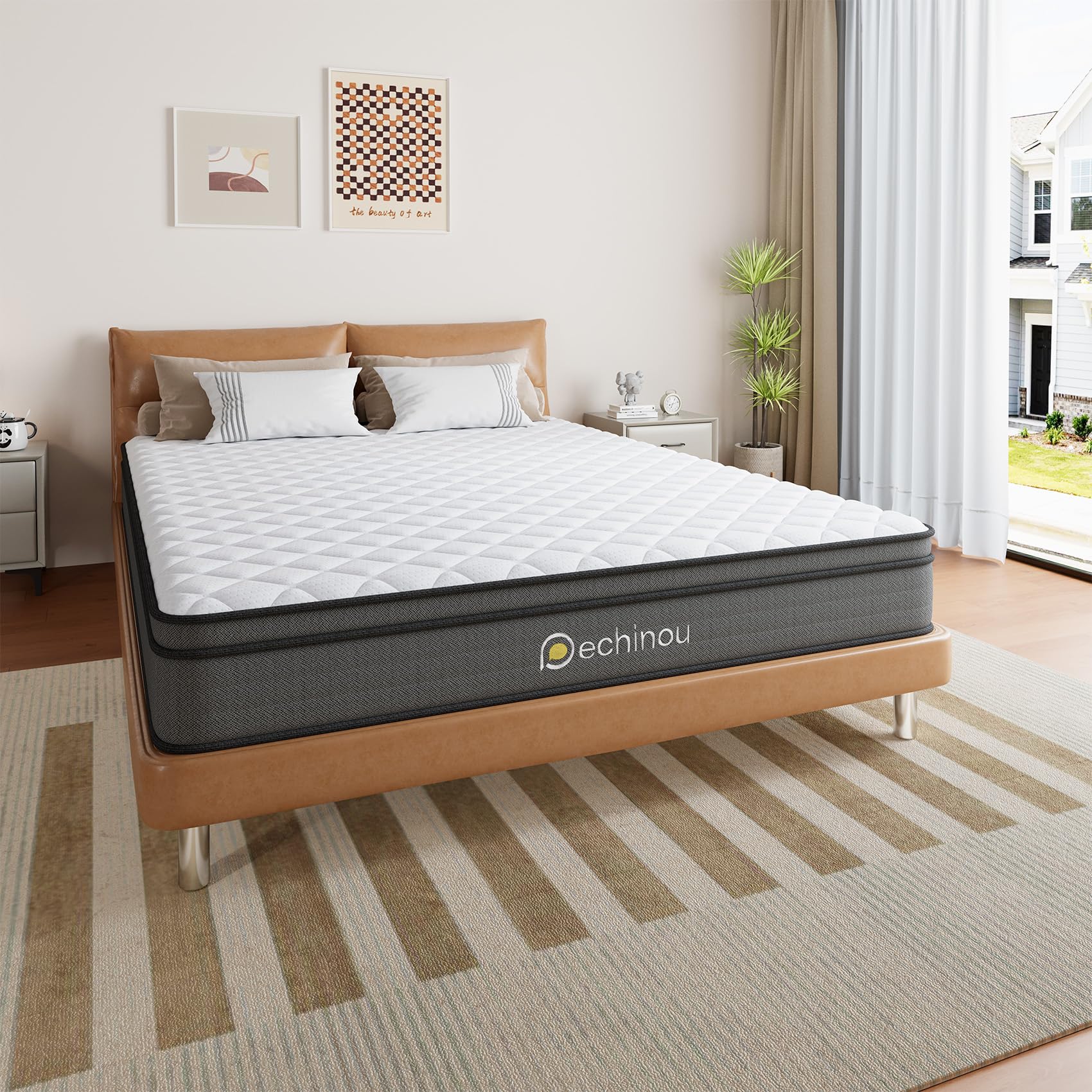 Queen Mattress, 8 Inch Queen Size Mattress in a Box, Memory Foam Hybrid Mattress, with Spring for Motion Isolation & Silent Sleep, Motion Isolation, Pressure Relief, Edge Support, and Medium Firmness