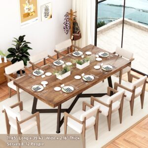 chartustriable 72 inch Solid Wood Dining Table for 4 5 6 People, Rustic Large Brown Rectangular Kitchen Dinner Tables w/Adjustable Metal Leg for Home Living Dining Room Farmhouse Office Family