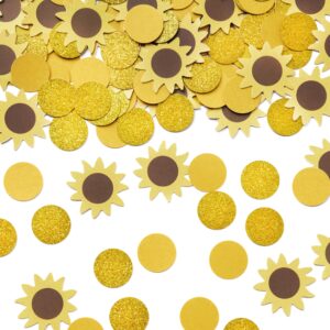 winnwing sunflower confetti glitter gold yellow sun flower die cuts scatter paper table decor party decorations supplies for spring summer garden wedding bridal baby shower birthday graduation, 240pcs