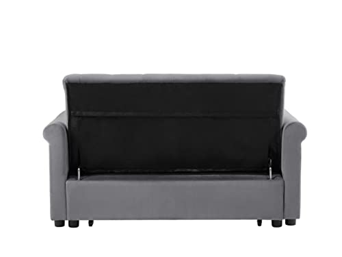 Modern Convertible Loveseat Sofa W/Pull Out Sleeper Couch Bed,2 Seater Sofa & Couch W/ Adjustable Backrest,Tufted Daybed for Home Apartment Office Living Room Velvet Twin 2 Pillows Nailhead Decor