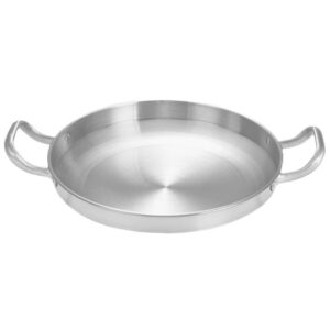 MBBITL Food Serving Skillet Pan Stainless Steel Paella Pan Silver 8.6 inch 22cm Pans