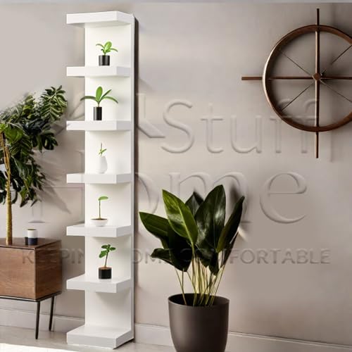 home stuff Wall Shelf Unit, 7 Tier Wall Shelves, Vertical Column Shelf Storage Home Decor Organizer Design Utility Lack Shelving, Design for Bedroom Living Room, 11 3/4x74 3/4, (White)