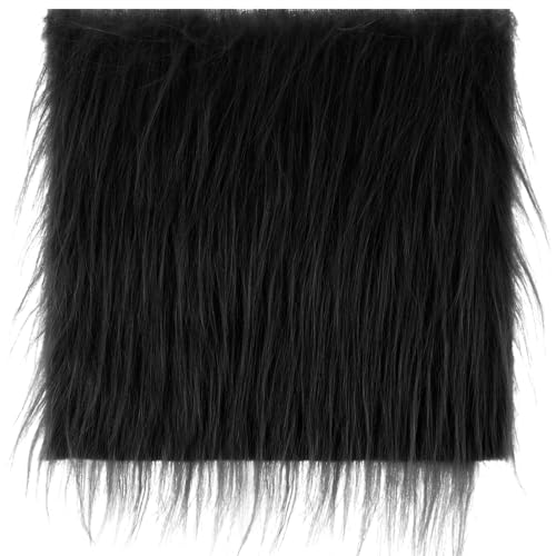 Lusofie Faux Fur Fabric Black Fur Fabric 20×20 Inches Plush Black Faux Fur Fabric Square Patch for Crafts Gnomes Costume Camera Floor Decoration Mats