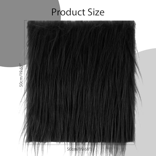 Lusofie Faux Fur Fabric Black Fur Fabric 20×20 Inches Plush Black Faux Fur Fabric Square Patch for Crafts Gnomes Costume Camera Floor Decoration Mats