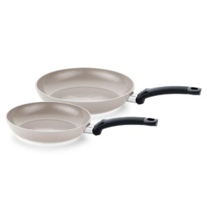 fissler ceratal classic ceramic non-stick frying pan 2 piece set, 9.5 inch and 11 inch, warm grey, made without pfas