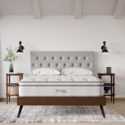 Modway MOD-7089-WHI Jenna 12" Innerspring Pillow Top Queen Mattress, White