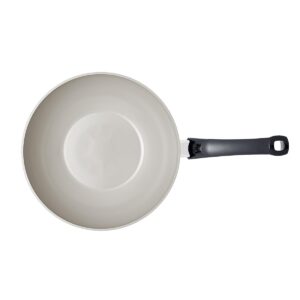 Fissler Ceratal Comfort Ceramic 11 Inch Non-Stick Wok, Warm Grey, Made without PFAS