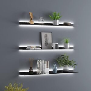 floating shelves light-emitting shelves, wall hanging creative bookshelf floating wall mounted display shelves built-in illuminated led light easy to install,120cm