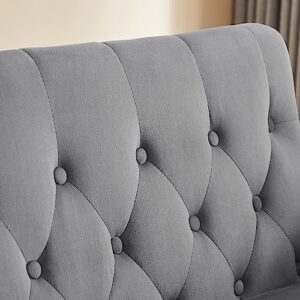 Modern Convertible Loveseat Sofa W/Pull Out Sleeper Couch Bed,2 Seater Sofa & Couch W/ Adjustable Backrest,Tufted Daybed for Home Apartment Office Living Room Velvet Twin 2 Pillows Nailhead Decor