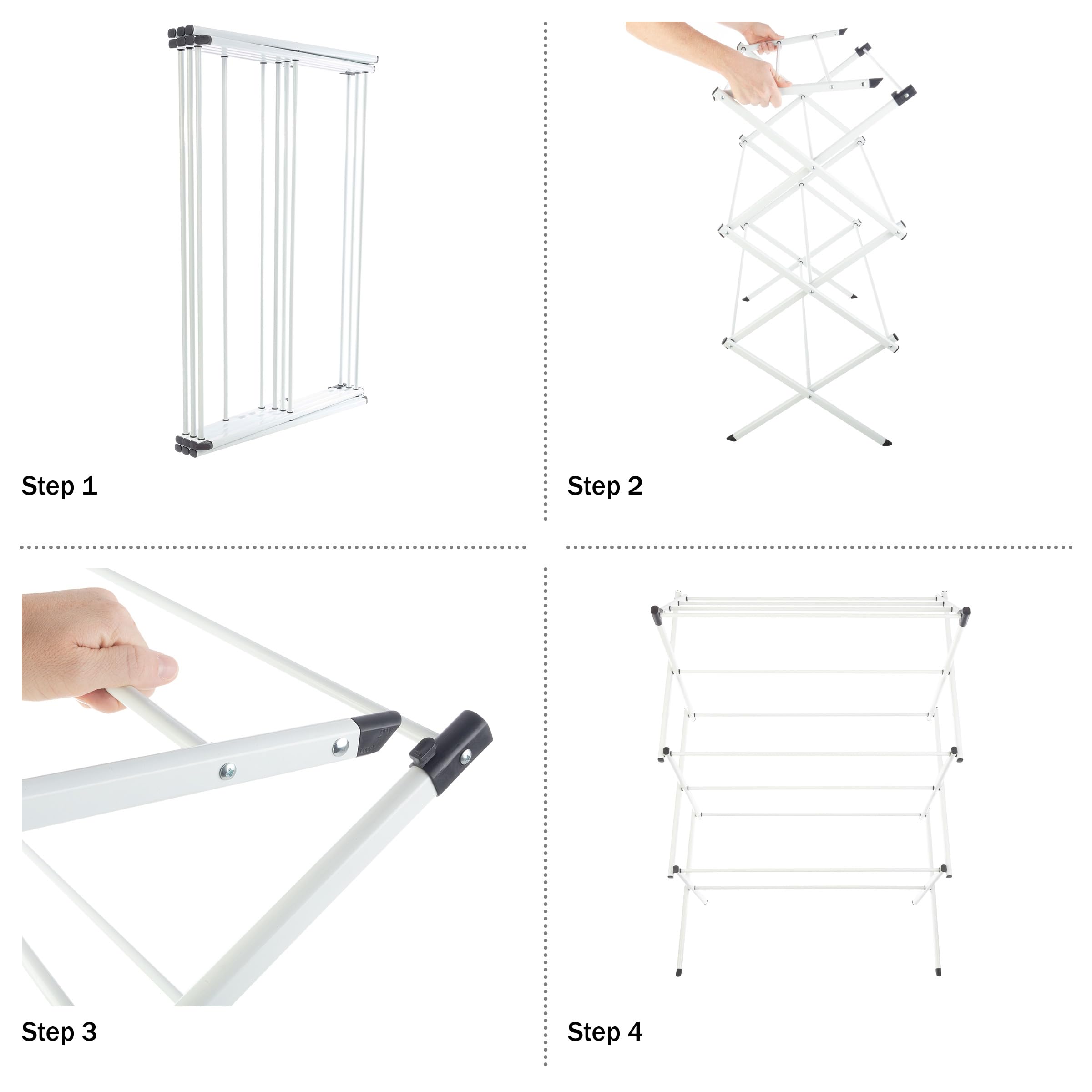 Lavish Home Clothes Drying Rack - Collapsible and Compact for Indoor/Outdoor Use - Portable Rack for Hanging and Air-Drying Laundry (White)