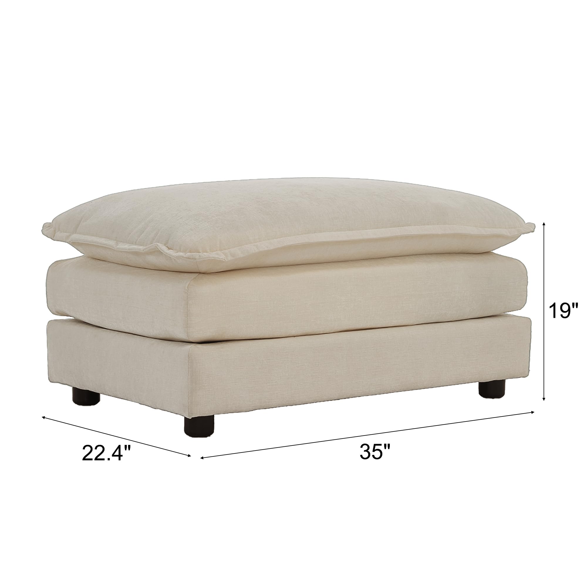 GNIXUU Upholstered Square Ottoman Module for Modular Sectional Sofa, Chenille Fabric Moveable Ottomans Footrest for Living Room, Bedroom(Camel).