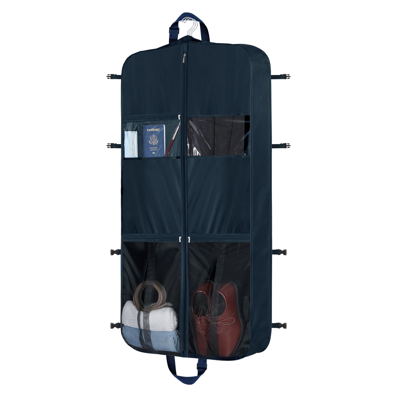 Zilink Hanging Suit Bags for Men Travel Heavy Duty Garment Bags for Travel and Storage Garment Bags for Hanging Clothes with Adjustable Handles and Stable Buckles for Suit Shirts Dresses, Navy Blue