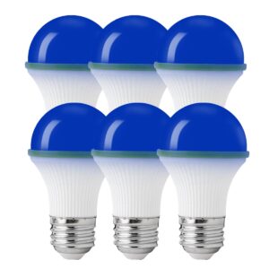 kinur blue light bulb a15 e26 3w(40w equivalent) for porch, party decoration, holiday lighting, blue color 6 count