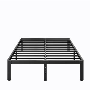 lakkuri 12 inch high full size bed frame no box spring needed, platform metal bed frame full size, noise free, easy assembly, heavy duty, black