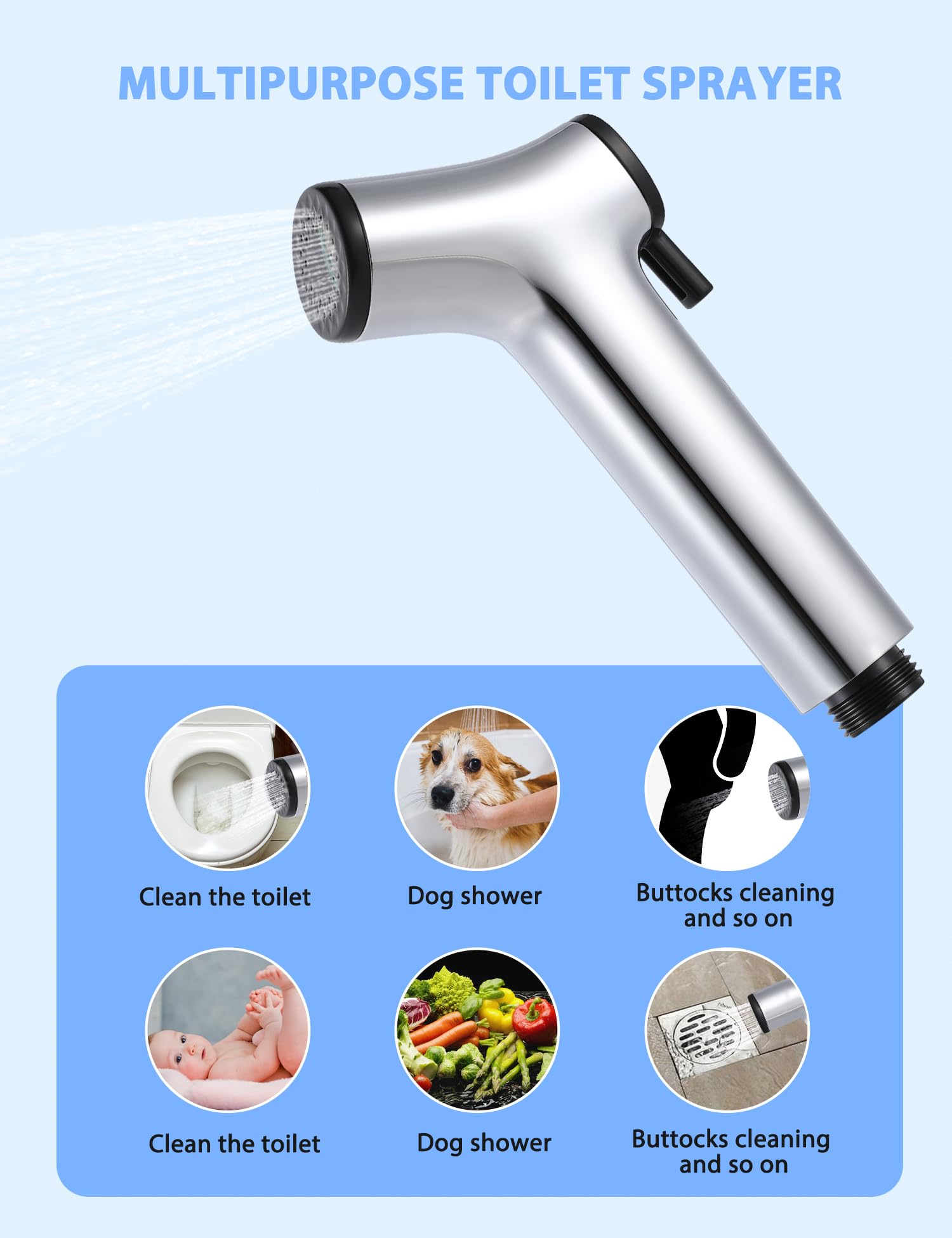 Bidet Sprayer for Toilet, Handheld Sprayer Kit, Cloth Diaper Sprayer Set - Easy to Use & Install - Pushbutton Switch